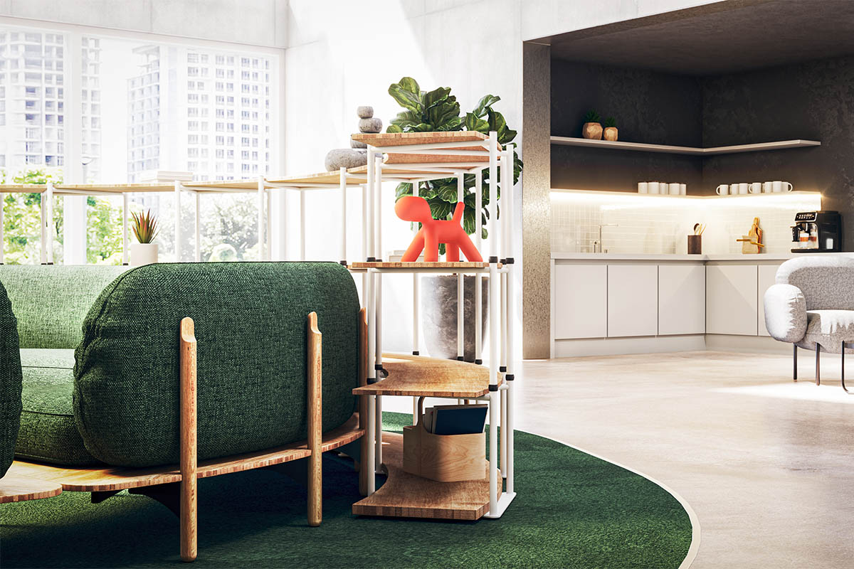 Bamboo Curved - Frovi - Modular Zoning Shelving