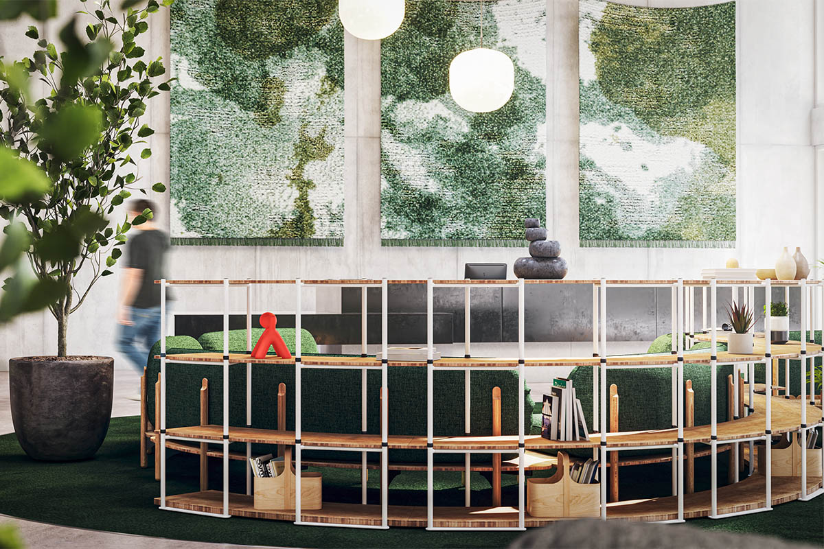 Bamboo Curved - Frovi - Modular Zoning Shelving