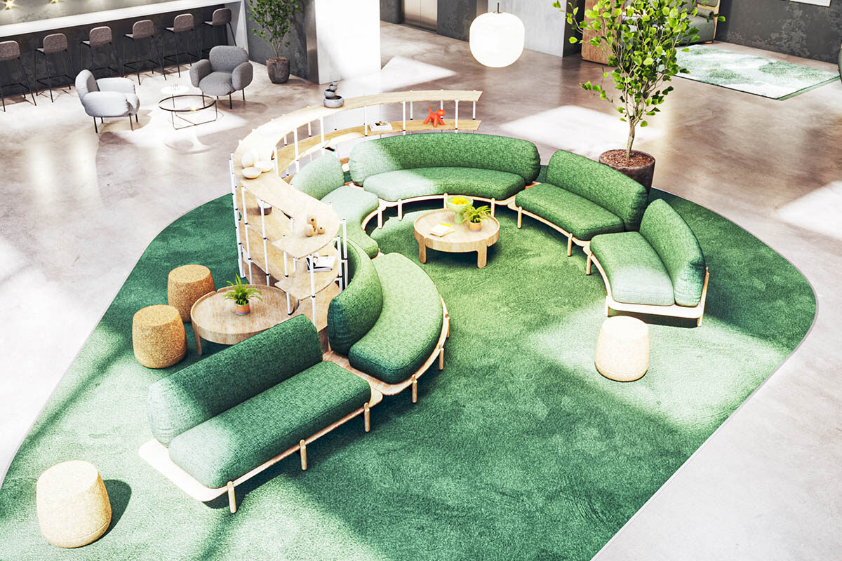 Bamboo Curved - Frovi - Modular Zoning Shelving